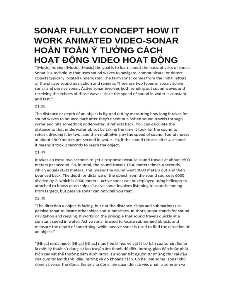 Sonar Fully Concept How It Work Animated Video | PDF