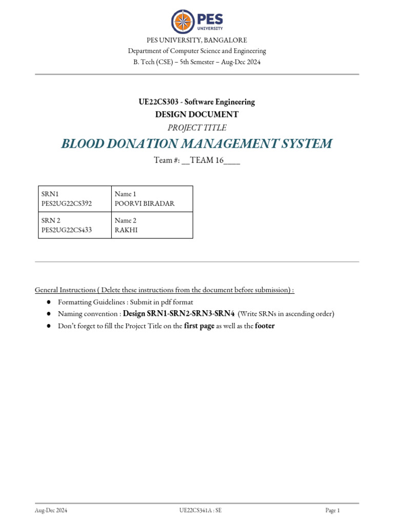 Blood Donation Management System Design | PDF