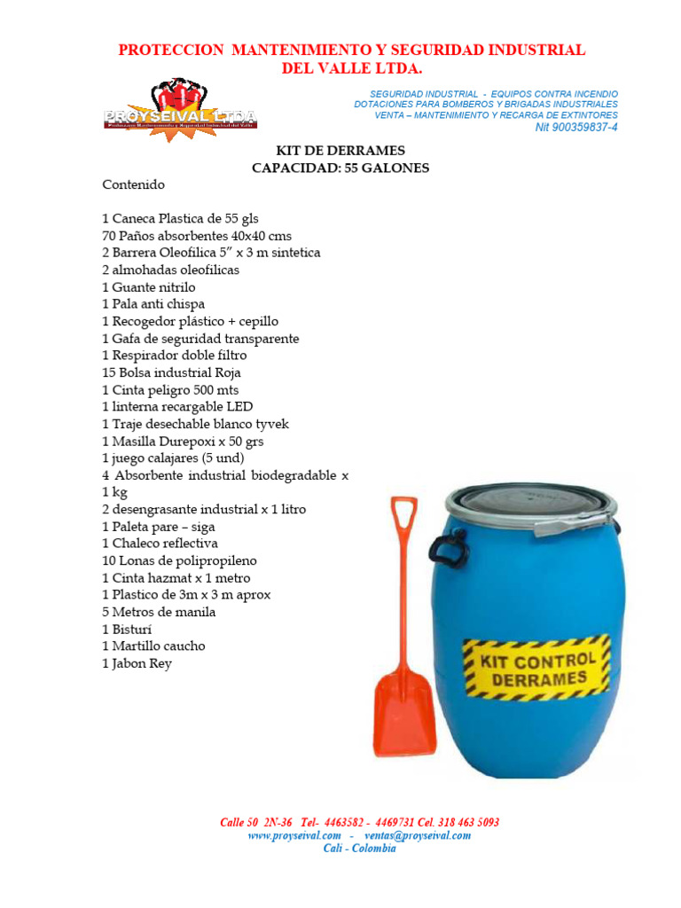 Ficha Tecnica Kit de Derrame 55 GLS | PDF