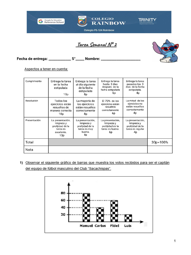 Tarea Semanal #2 - 5° - 2024 | PDF | Juegos y actividades