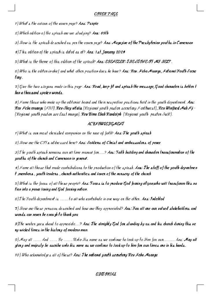 General Bible Study Questions and Answers - Phoenix | PDF