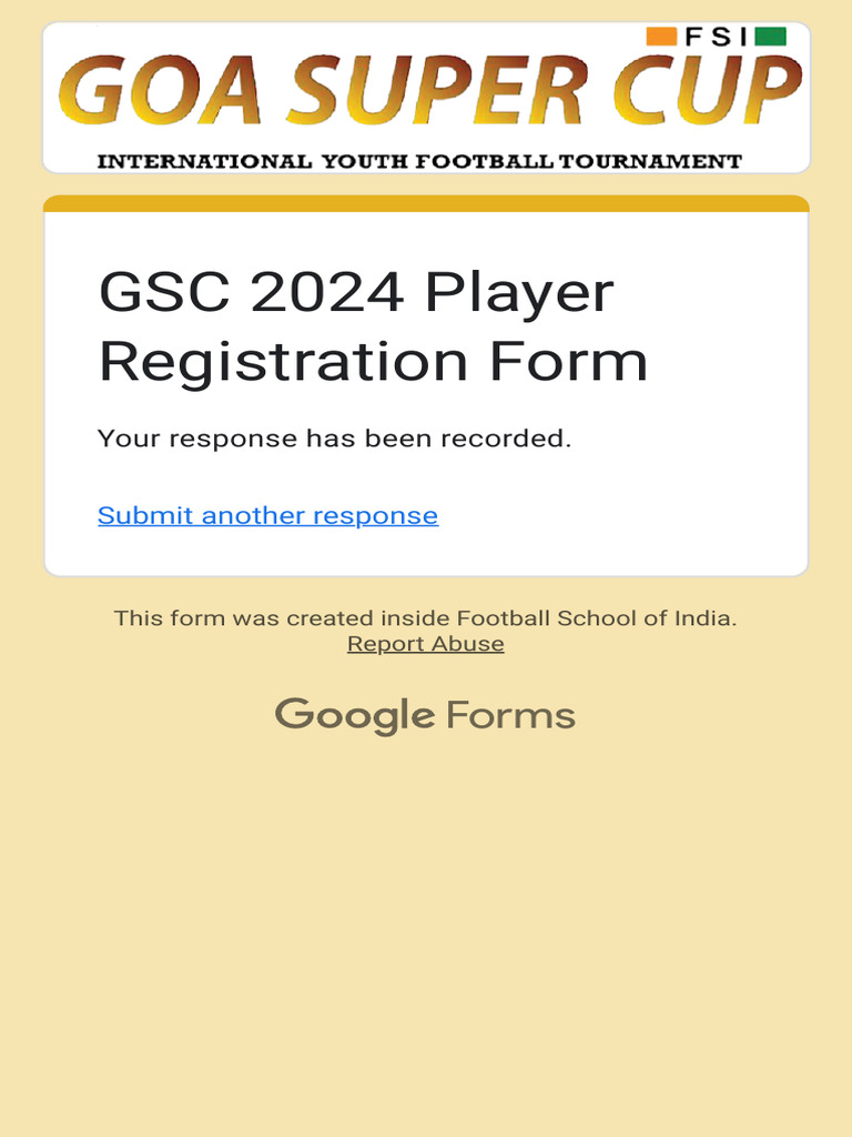 GSC 2024 Player Registration Form | PDF