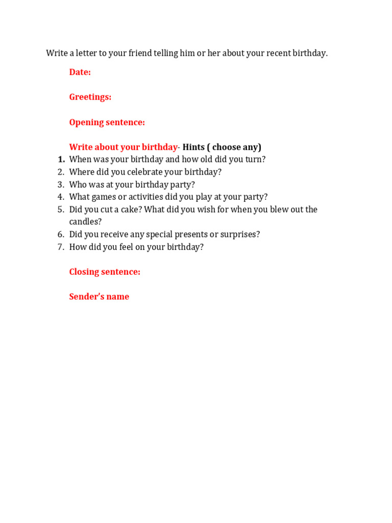 Letter Writing For Practice - Year 2 | PDF | Lifestyle