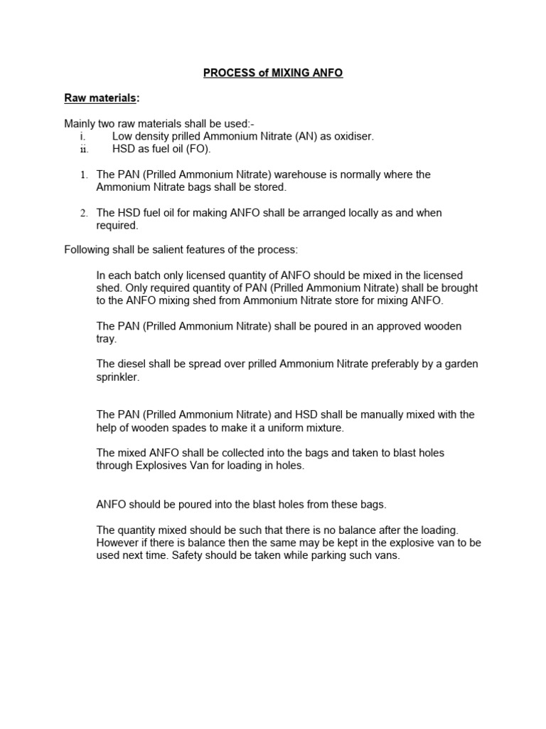 ANFO Mixing Guide for Professionals | PDF