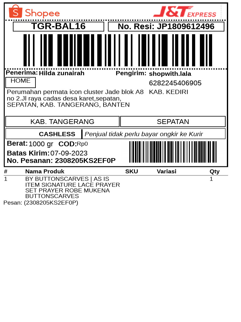 Label Pengiriman 264 | PDF