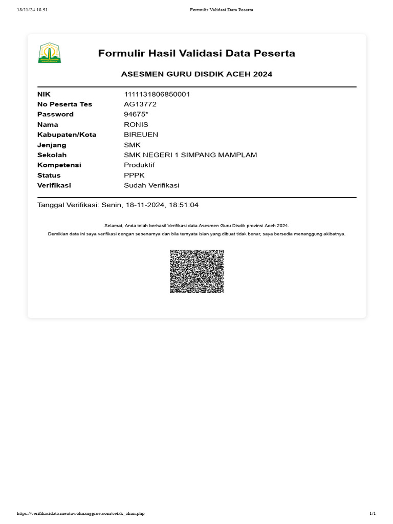Formulir Data Peserta | PDF