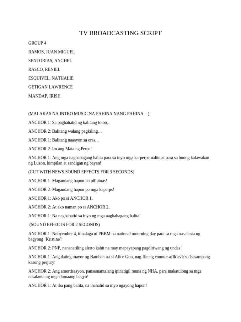 Group 1 Radio Broadcasting Script 2 | PDF