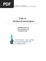 MOrth Edinburgh Part A Exam Guide | PDF | Orthodontics | Dentistry Branches