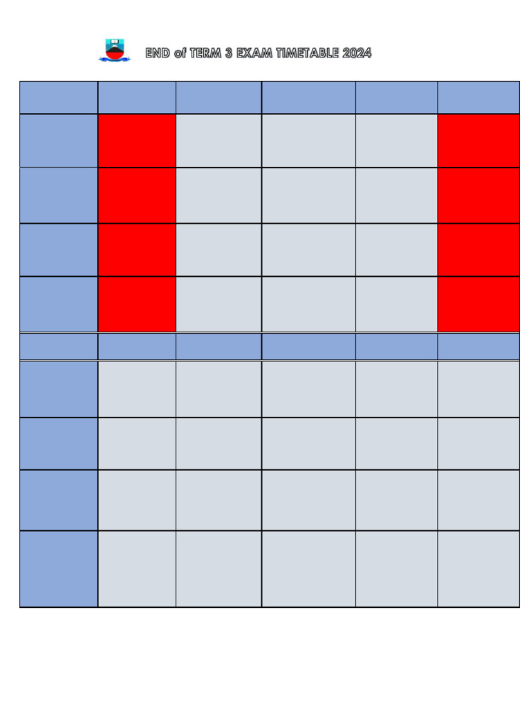 Term 3 End of Term Time Table | PDF | Sports & Recreation