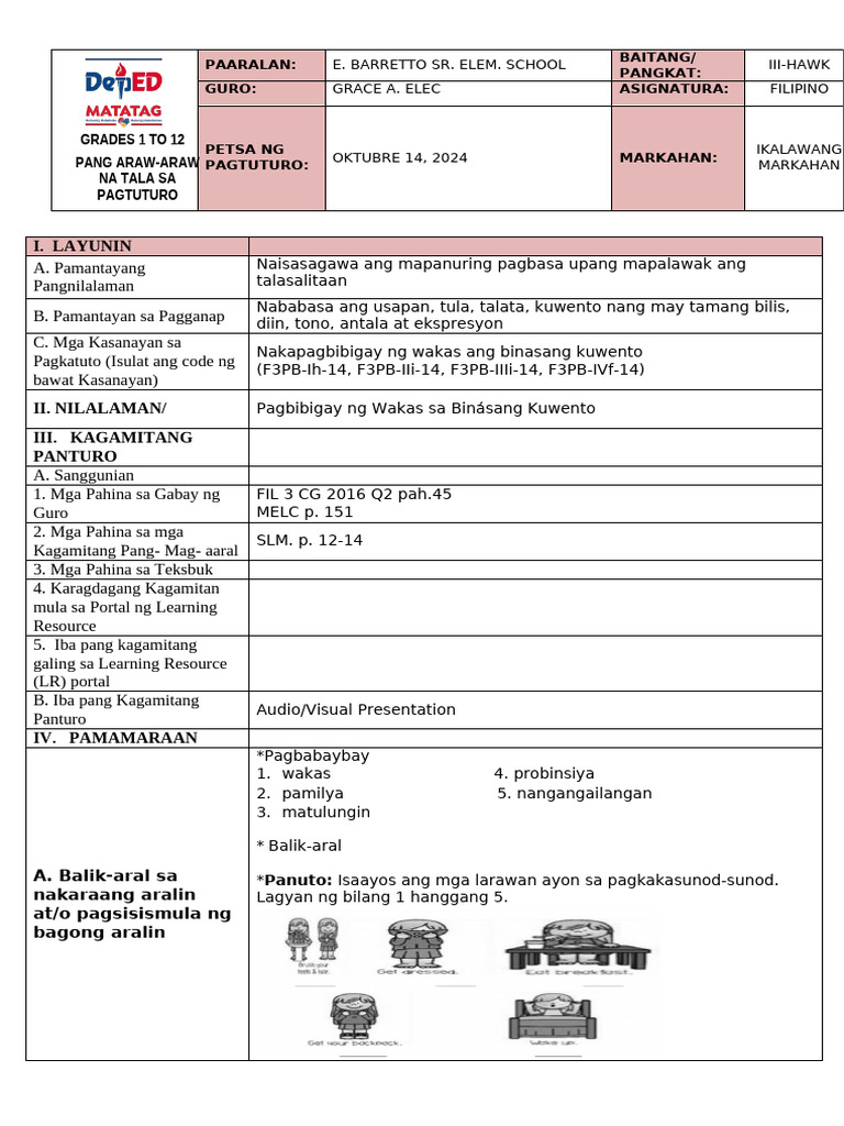 Q2 - DLP FILIPINO - Week 3 Day 1 | PDF