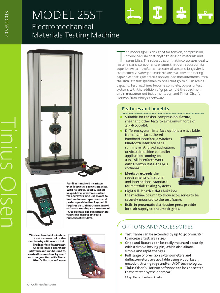 Tinius Olsen 25ST Testing Machine Overview | PDF | Bluetooth | Personal ...