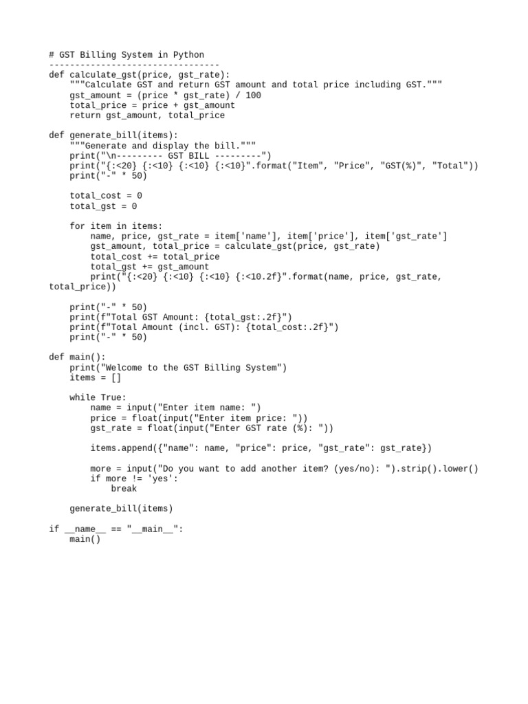 GST Billing System | PDF | Computers