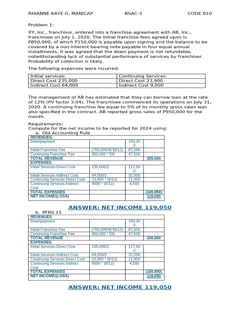 Assignment Franchise | PDF | Franchising | Revenue