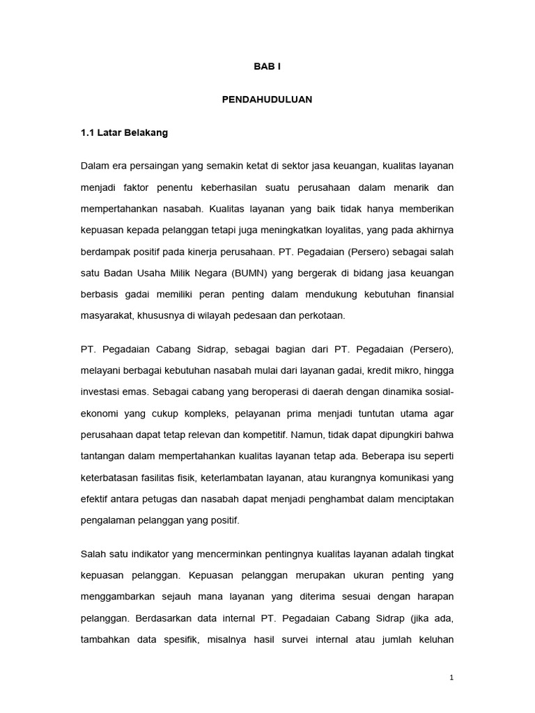 Kualitas Layanan Pegadaian Sidrap | PDF | Bisnis