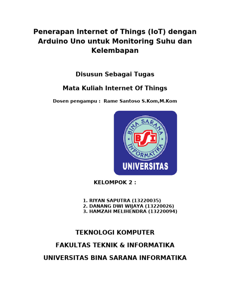 Makalah IoT Arduino Dan Sensor Suhu | PDF