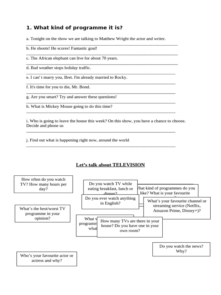 Types of TV Programmes | PDF