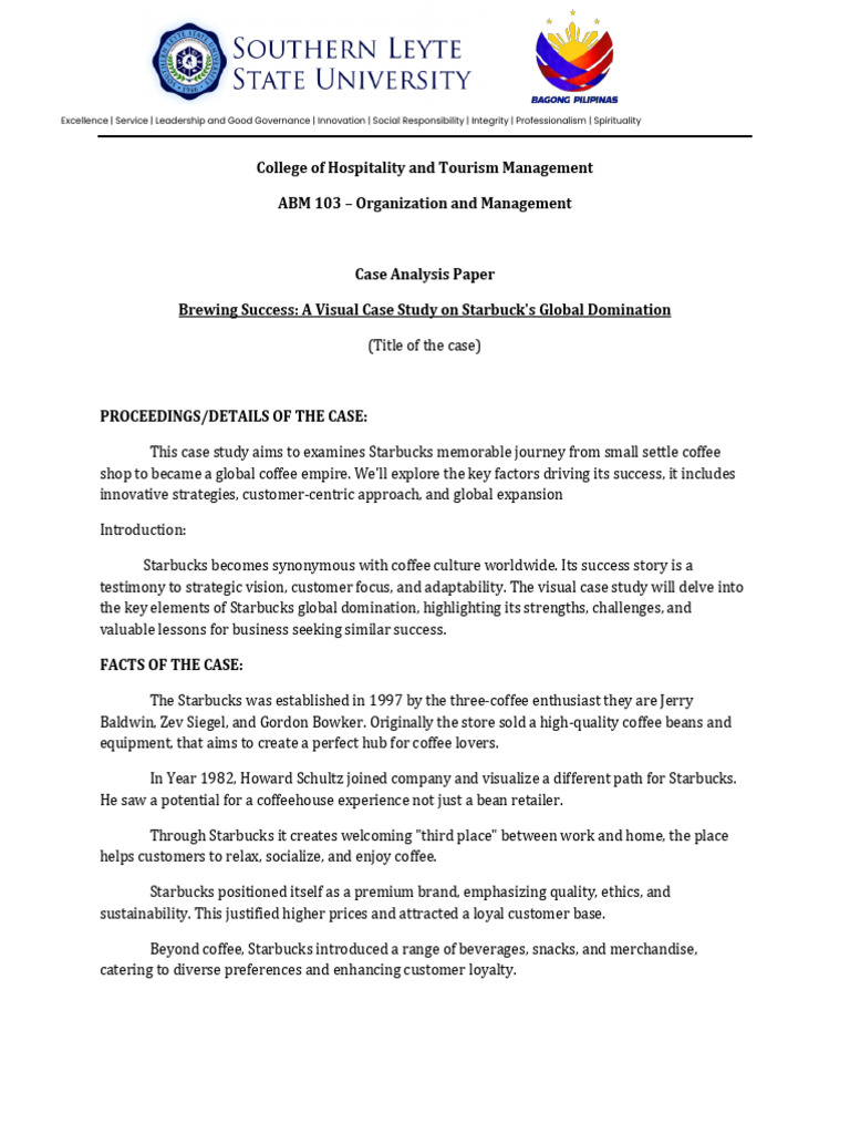 Case Analysis Misa Marielle Jane BSHM 1A TF 4 TO 5 30 | PDF | Starbucks | Customer Experience