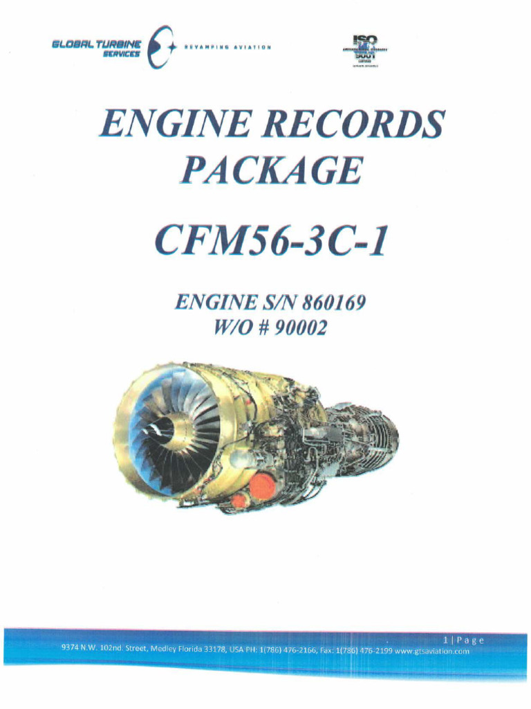 Engine Records Package, CFM56-3C1 Esn 860169 Wo 90002 | PDF