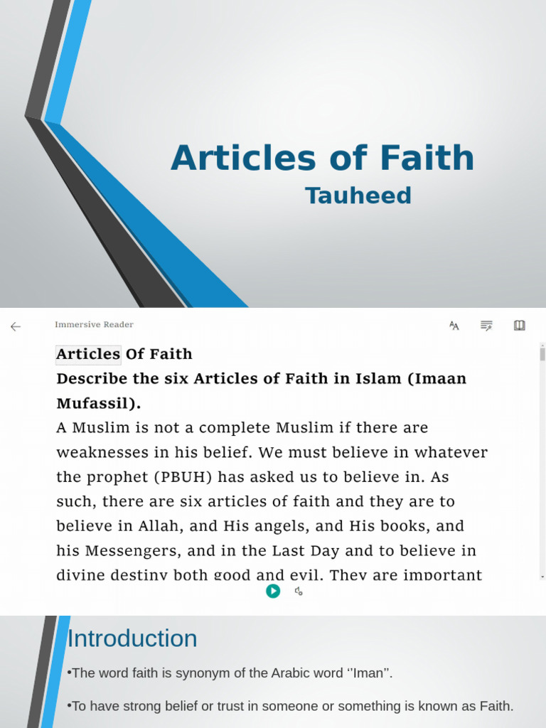 Articles of Faith Tauheed | PDF | Tawhid | God In Islam