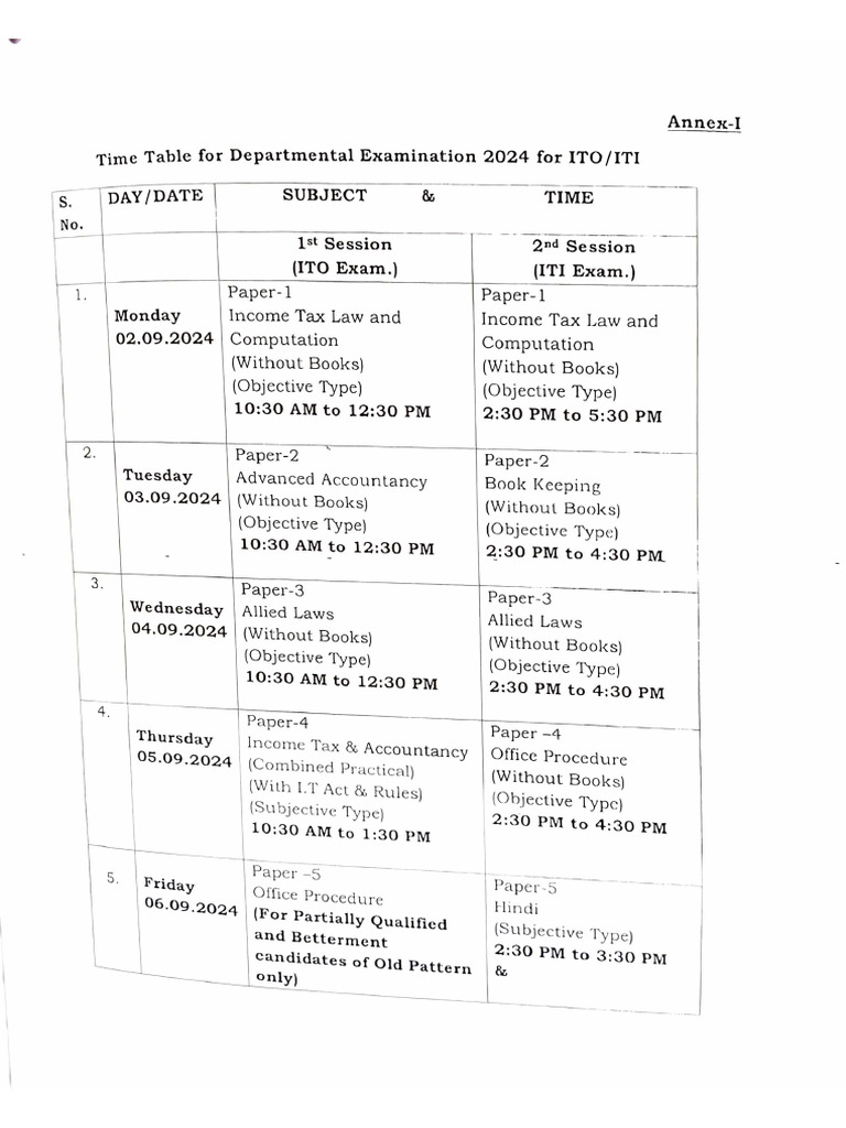 Ito-Iti Time Table | PDF