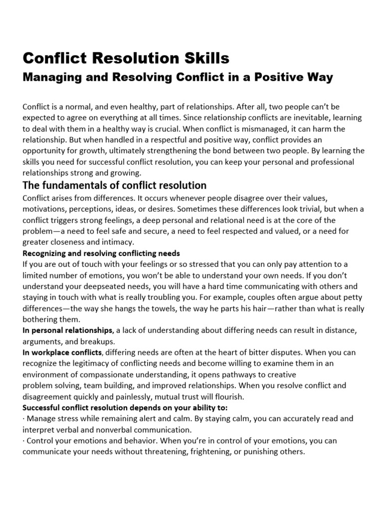 Conflict Resolution | PDF | Nonverbal Communication | Conflict Resolution