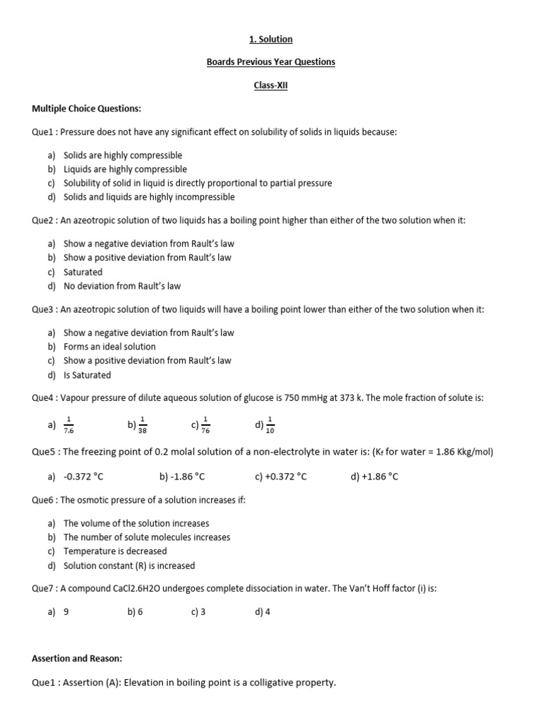 12 Chemistry PYQs Chapterwise | PDF | Reaction Rate | Transition Metals