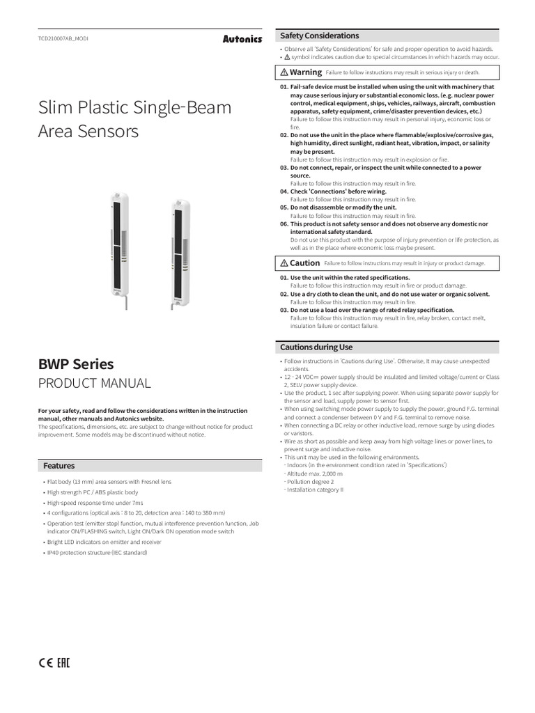 Slim Plastic Area Sensors Manual | PDF | Bipolar Junction Transistor ...