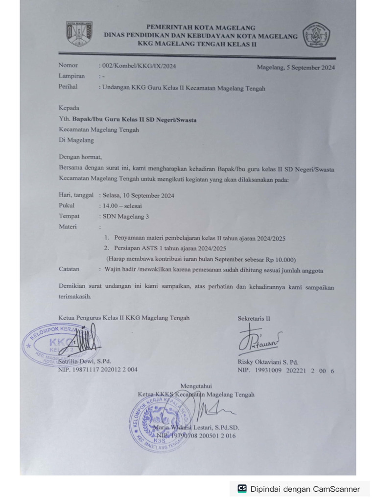 Undangan KKG Kelas 2 | PDF