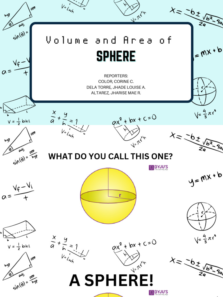 Volume and Area of Sphere | PDF | Sphere | Area
