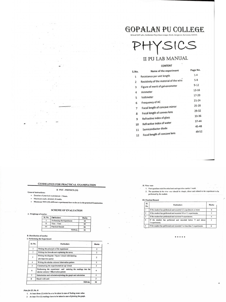 Physics Lab Manual | PDF