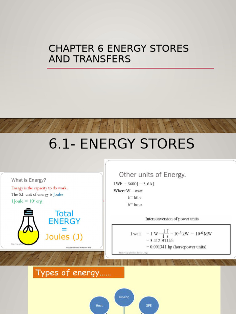 Chapter 6 Energy Stores and Transfers | PDF | Potential Energy ...