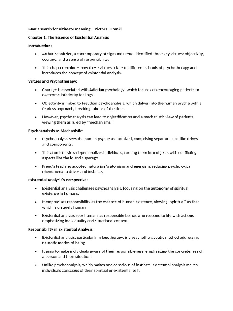 Existential - Man's Search For Ultimate Meaning | PDF | Unconscious ...
