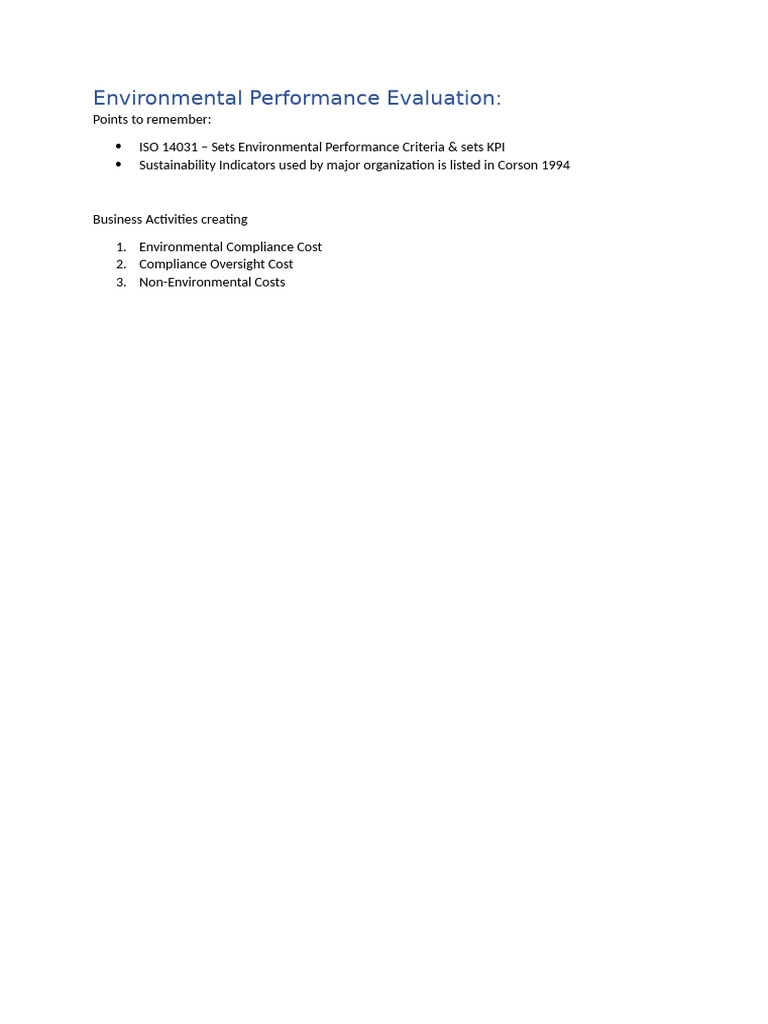 Environmental Performance Evaluation | PDF