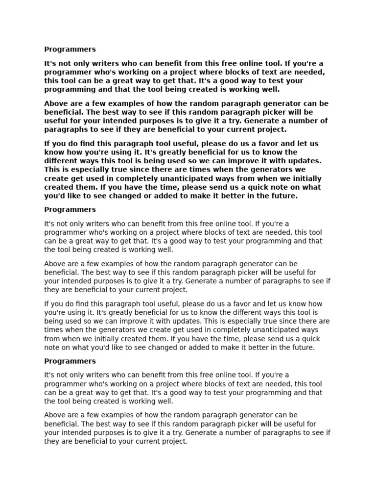 Generating Random Paragraphs Can Be An Excellent Way For Writers To Get ...