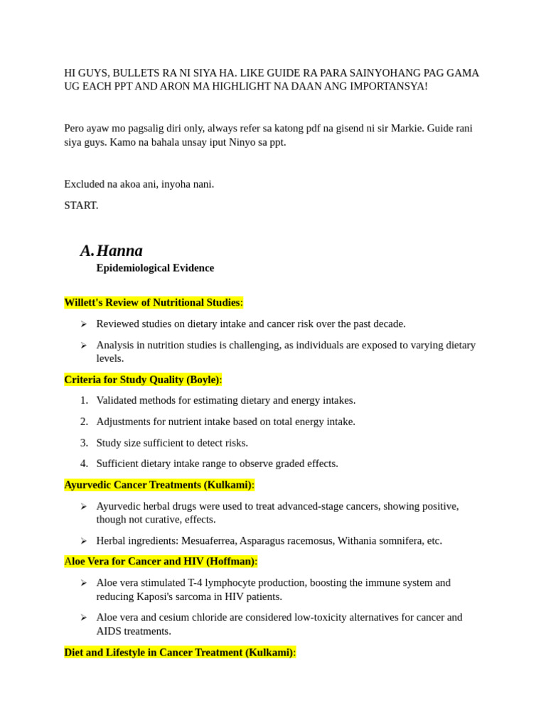 Summary Version Lab Nutri | PDF | Cancer | Diet & Nutrition