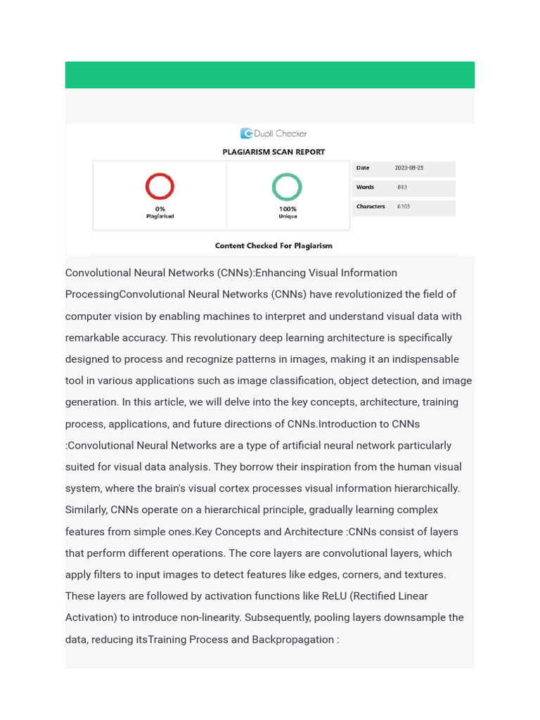 Convolutional Neural Networks (CNNS) | PDF | Artificial Neural Network ...