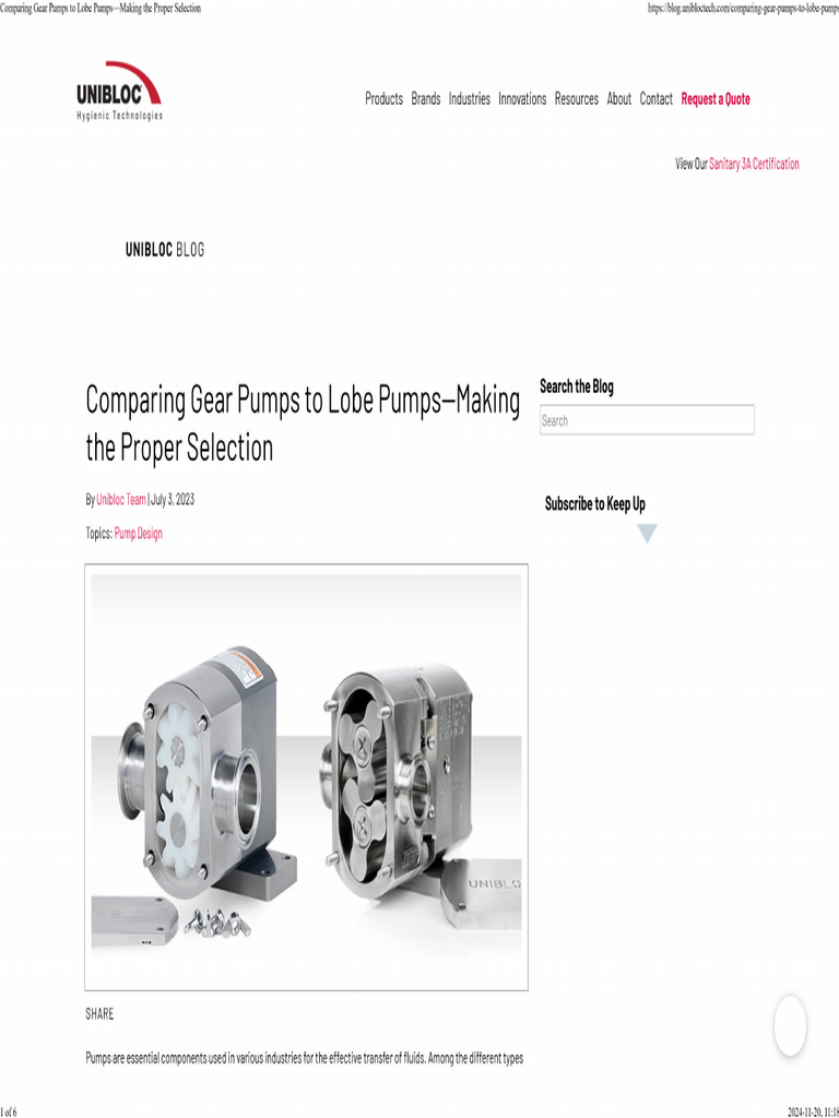 Comparing Gear Pumps To Lobe Pumps-Making The Proper Selection | PDF | Technology & Engineering