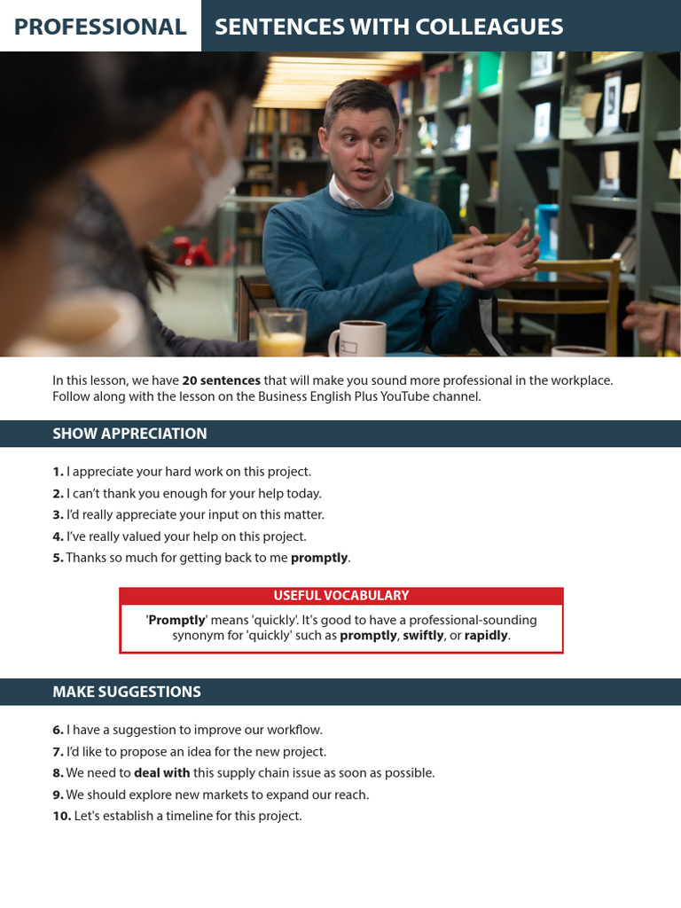 20 Professional Sentences With Colleagues | PDF