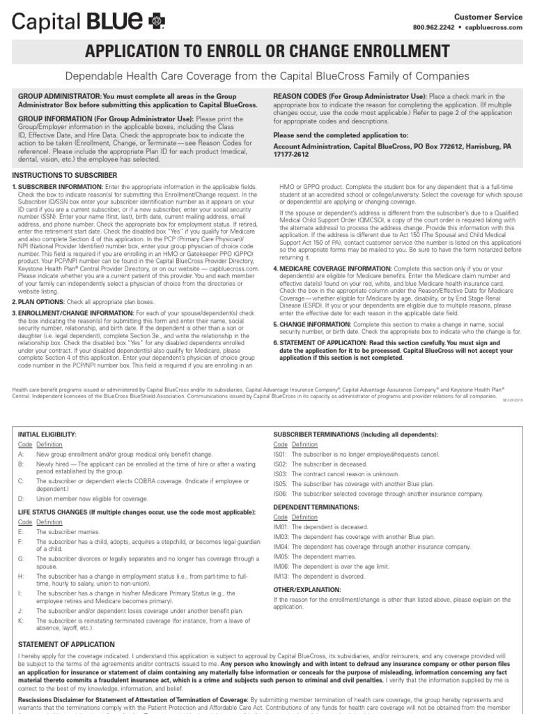 Application To Enroll or Change Enrollment (NF-2) | PDF | Medicare ...