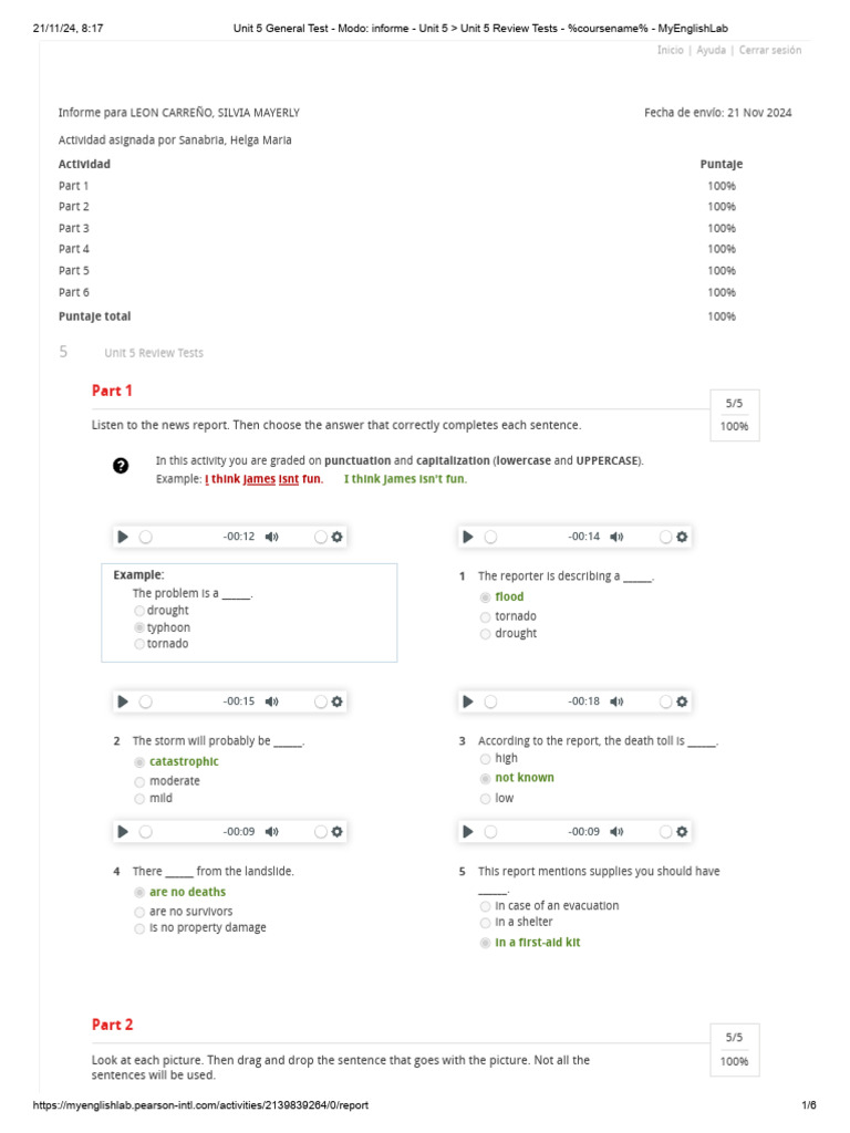 Unit 5 General Test - Modo - Informe - Unit 5 - Unit 5 Review Tests ...