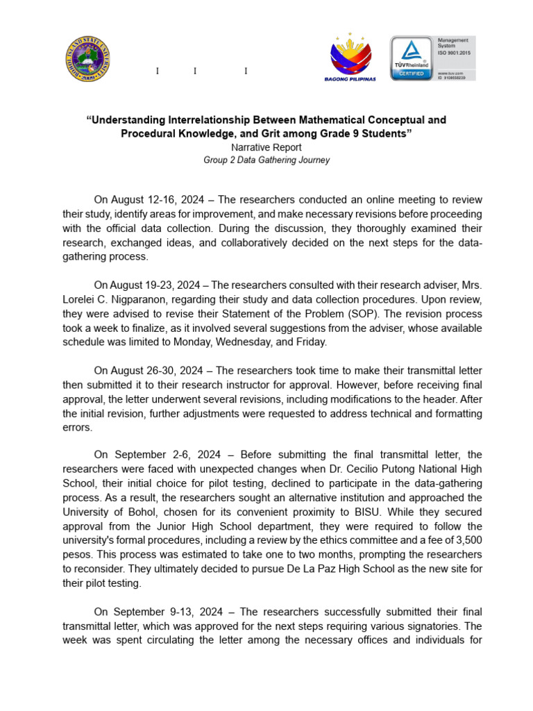 Narrative Report | PDF | Methodology