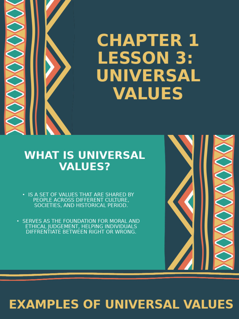 Chapter 1 Lesson 3 Universal Values | PDF