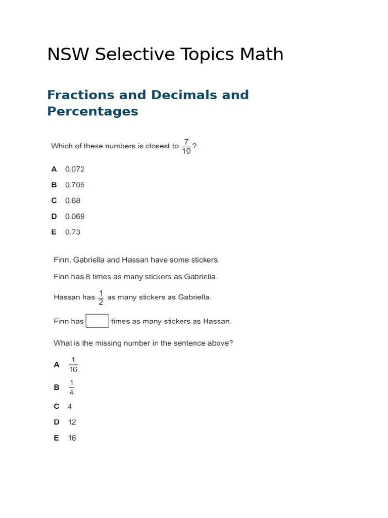 Math Questions Organised by Topic | PDF