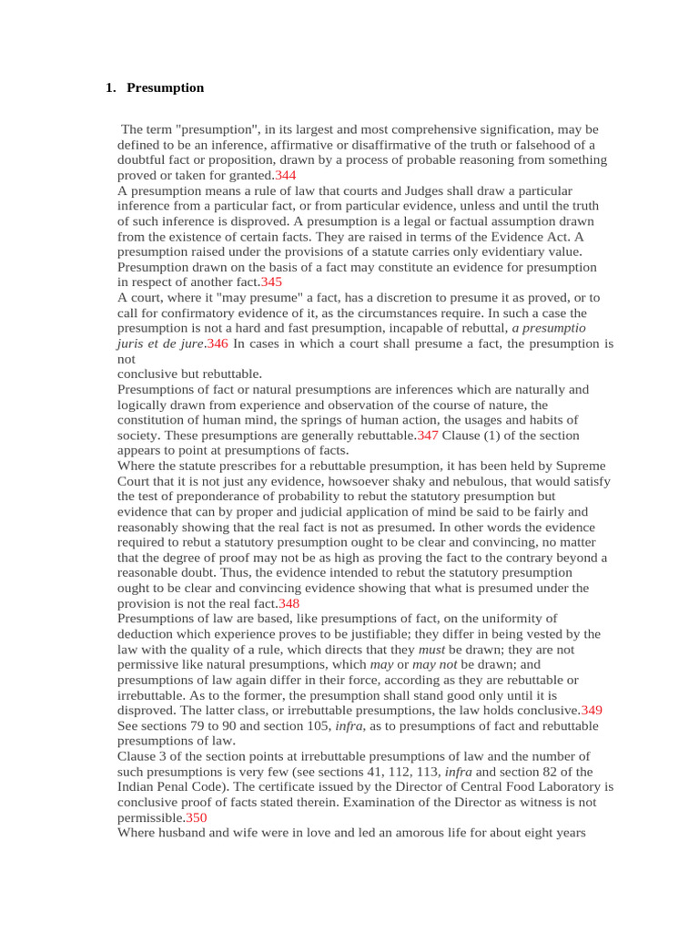Presumption | PDF | Evidence (Law) | Burden Of Proof (Law)
