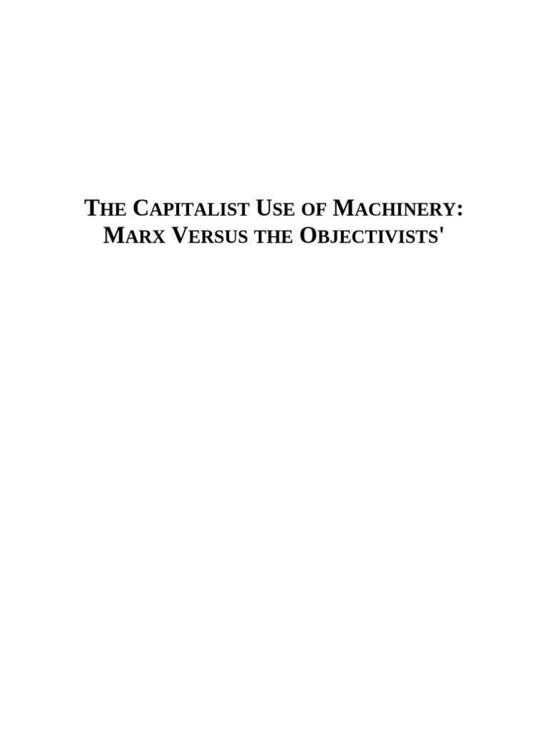 The Capitalist Use of Machinery | PDF | Capitalism | Karl Marx