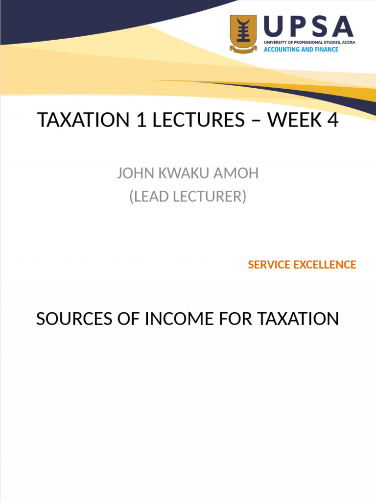 Lecture Four - Sources of Income | PDF | Taxes | Taxpayer