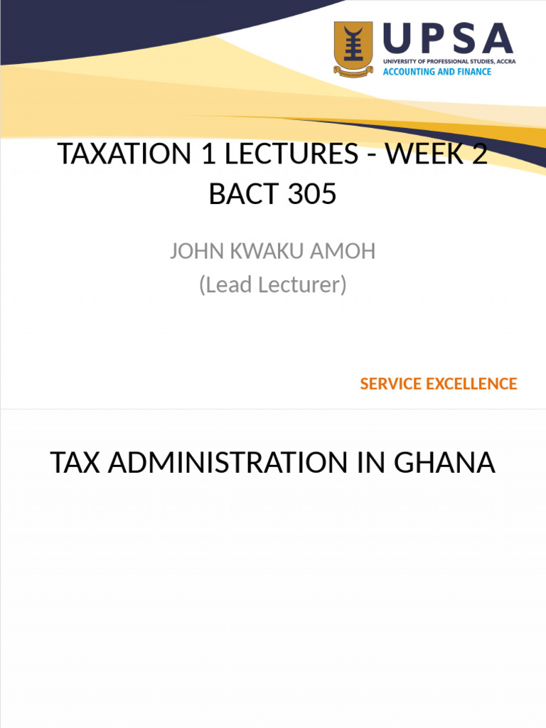 Lecture Two - Tax Administration 1 | PDF | Taxes | Government Finances