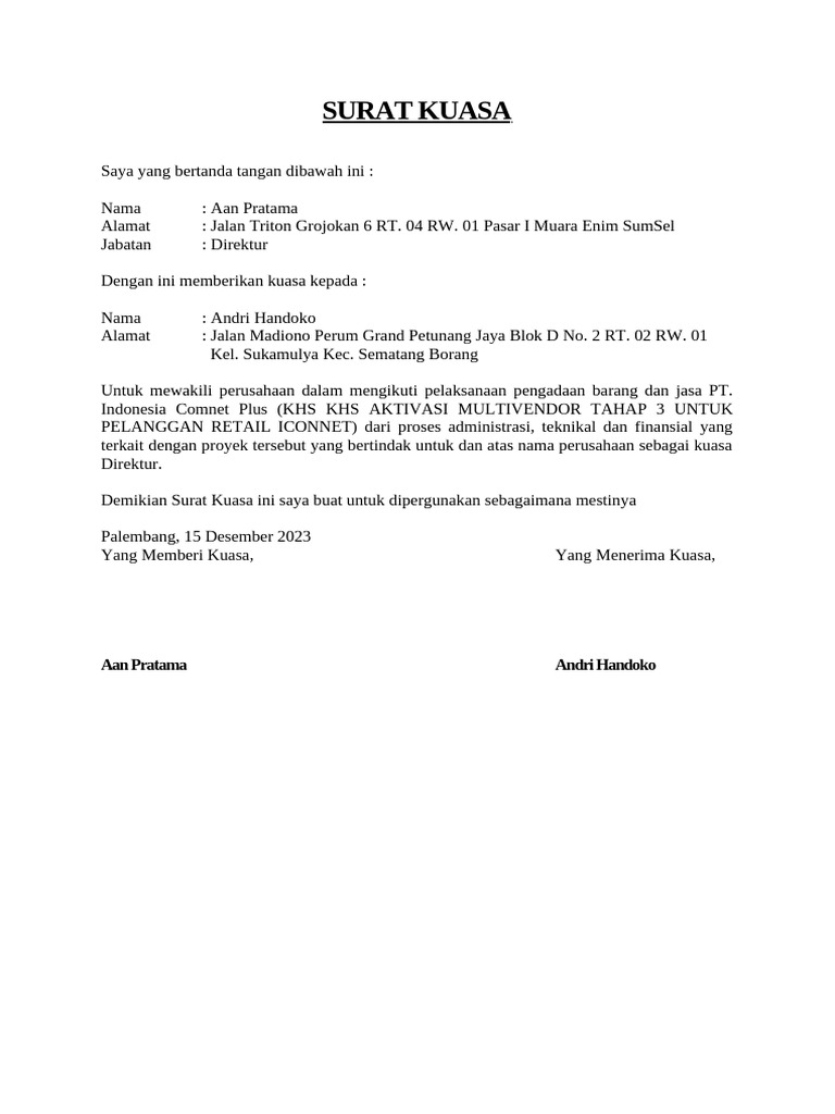 Surat Kuasa | PDF