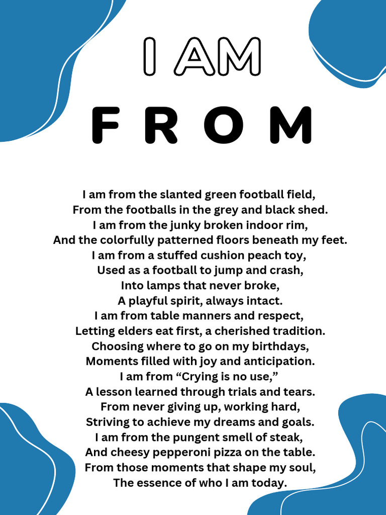 I Am From Poem | PDF | Home & Garden | Self-Improvement