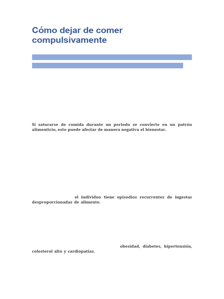 Estrategias para dejar de comer compulsivamente | PDF | Las emociones ...